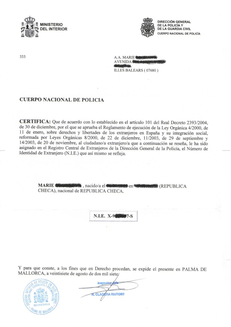 NIE verde vs NIE blanco